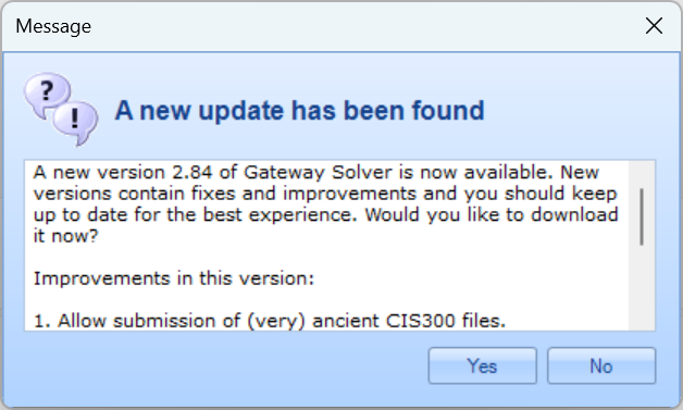 Installing Gateway Solver Updates – Evolved Software Help Center
